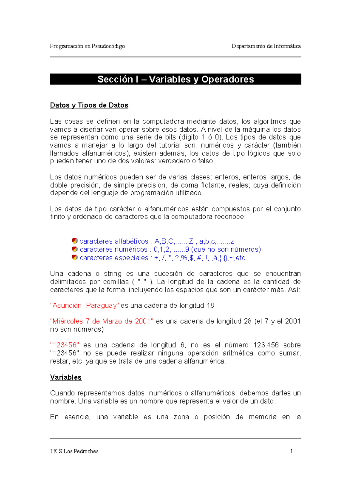 Datos y variables - Apuntes javascript - Sección I – Variables y ...