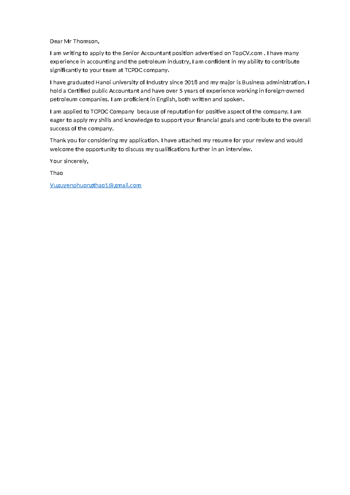 Unit 7 tatm1 - tieng anh thuong mai 1 - Dear Mr Thomson, I am writing ...