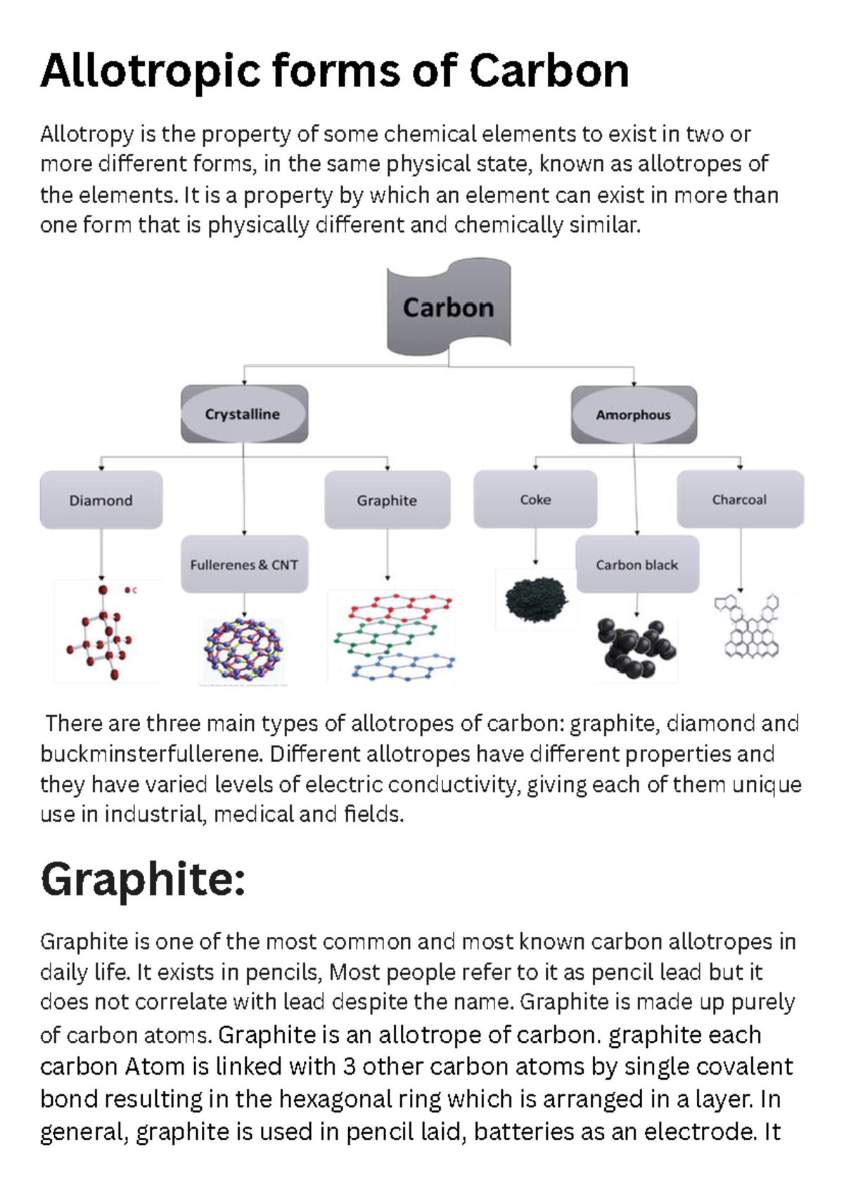 Allotropic forms of Carbon - Allotropic forms of Carbon Allotropy is the property of some ...