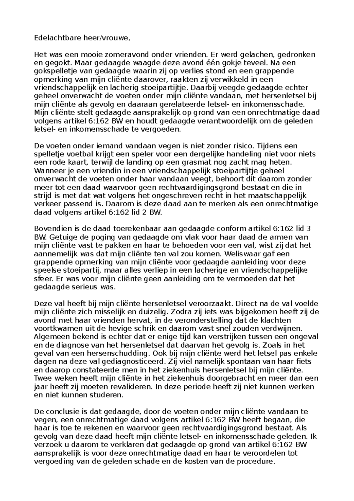 Voorbeeld eiser Raad van State 20-20 - Edelachtbare heer/vrouwe, Het ...