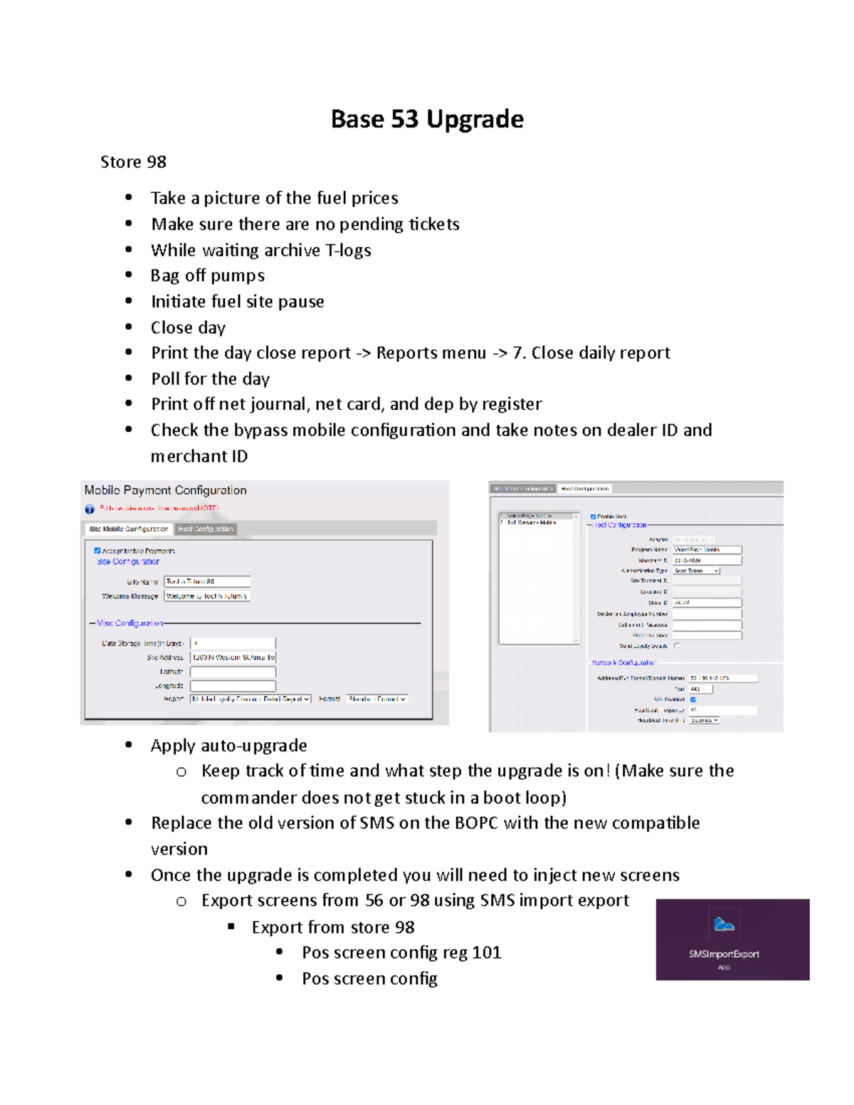 Base 53 Upgrade procedure - Base 53 Upgrade Store 98 Take a picture of ...