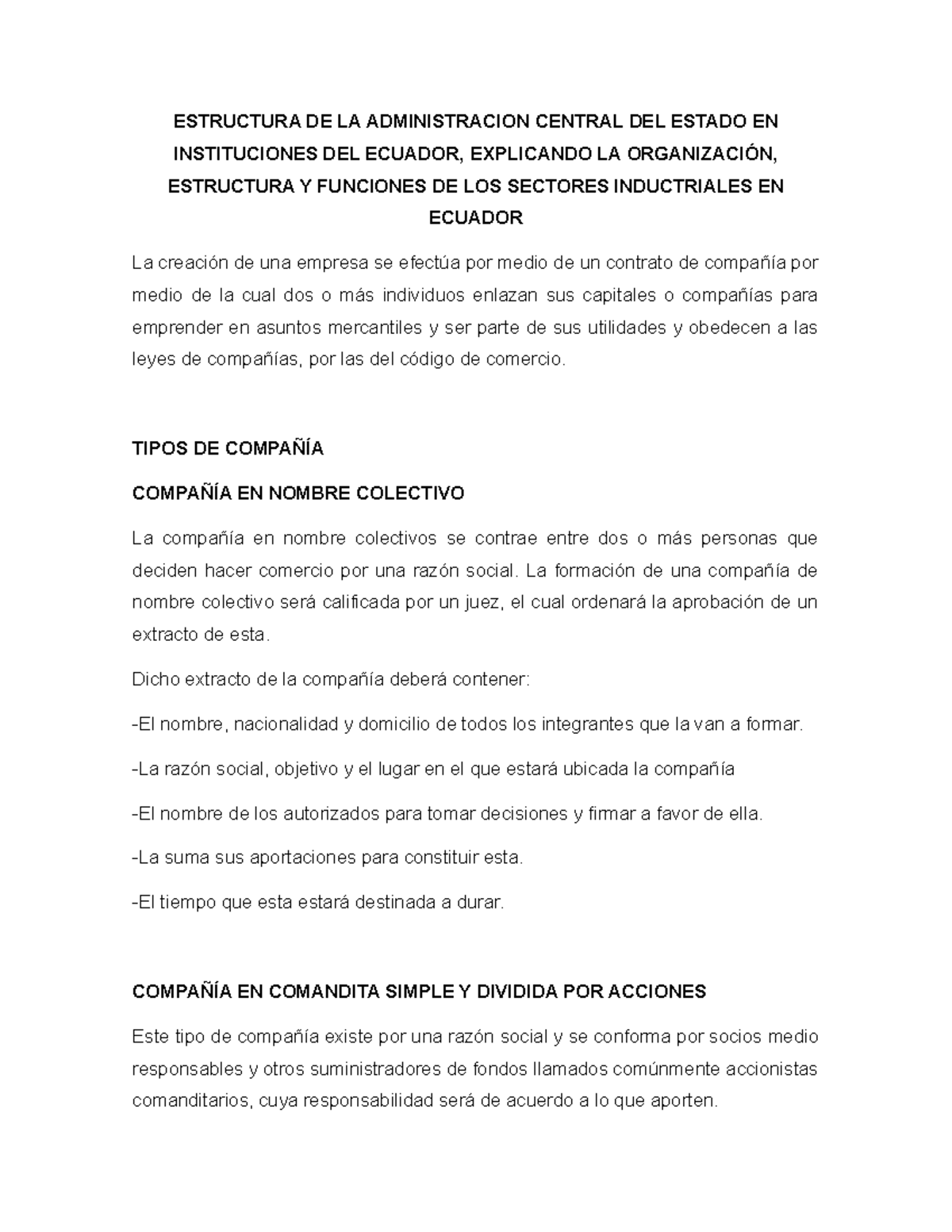 Organizacion Industrual - ESTRUCTURA DE LA ADMINISTRACION CENTRAL DEL ...
