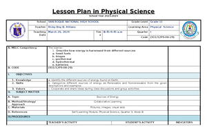 EALS CO1- Final LP-1 - LESSON PLAN IN SCIENCE - Lesson Plan in Earth ...