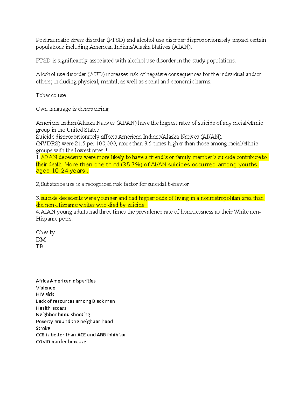 Notes for policy - Posttraumatic stress disorder (PTSD) and alcohol use ...