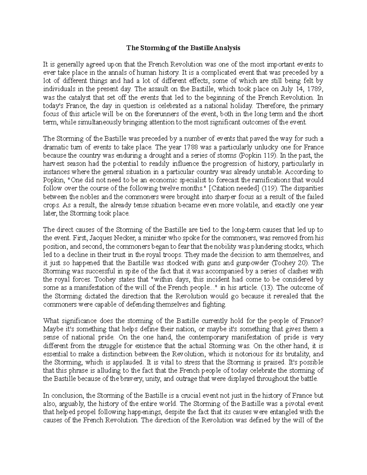 The Storming of the Bastille Analysis - It is a complicated event that ...