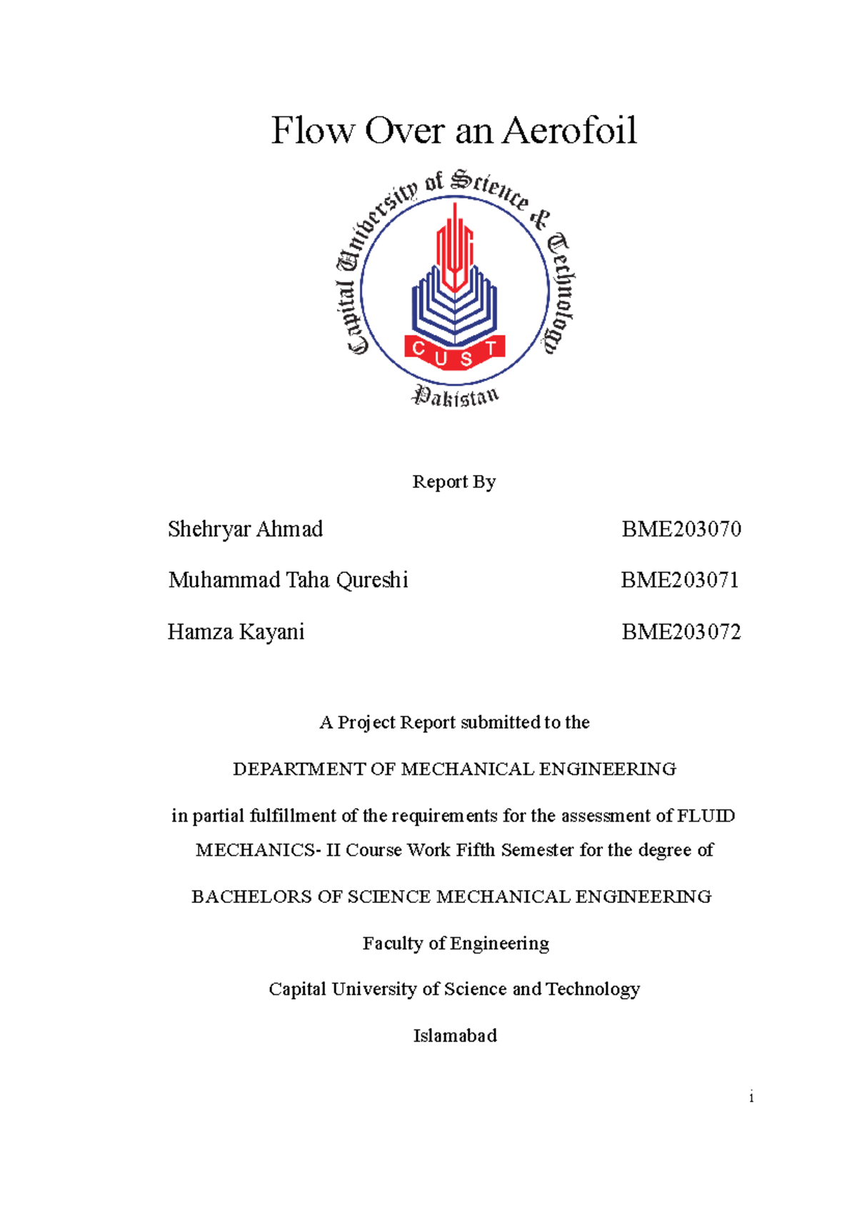 FM 2 Project - Bsbsb - Flow Over an Aerofoil Report By Shehryar Ahmad ...