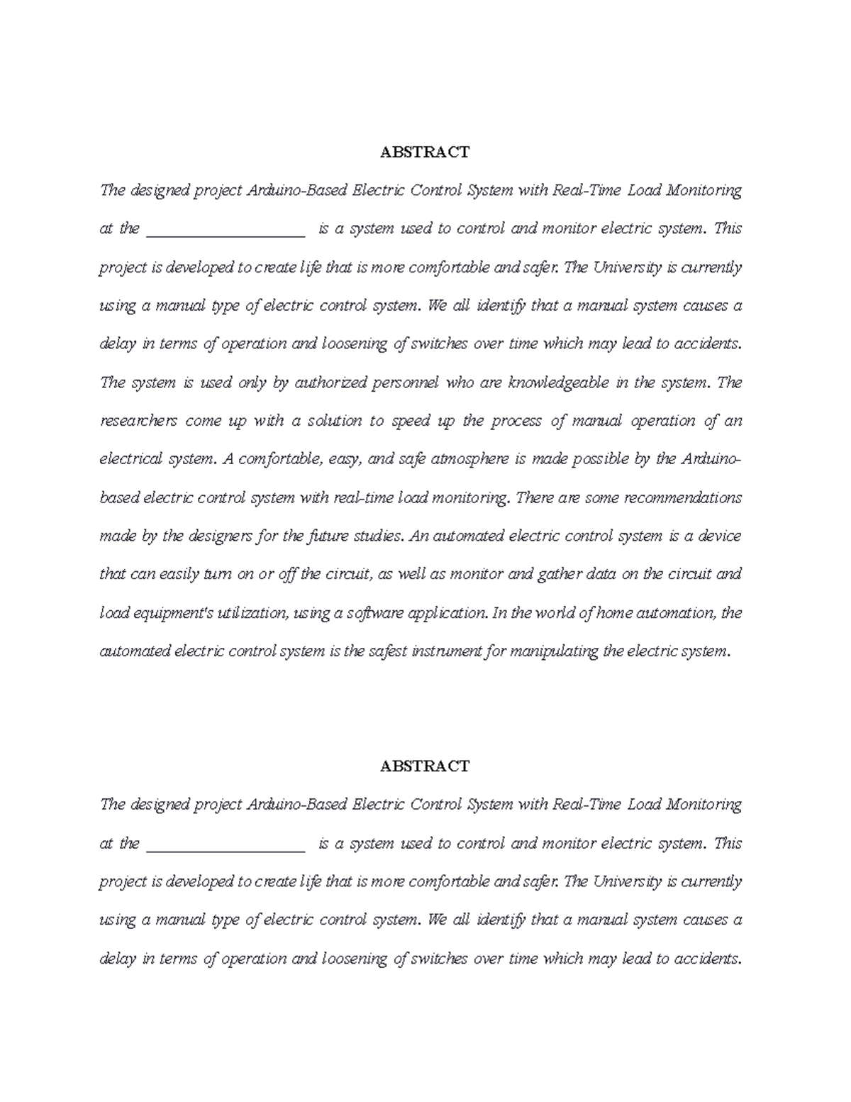 Abstract 3 - electronics Automation - ABSTRACT The designed project ...