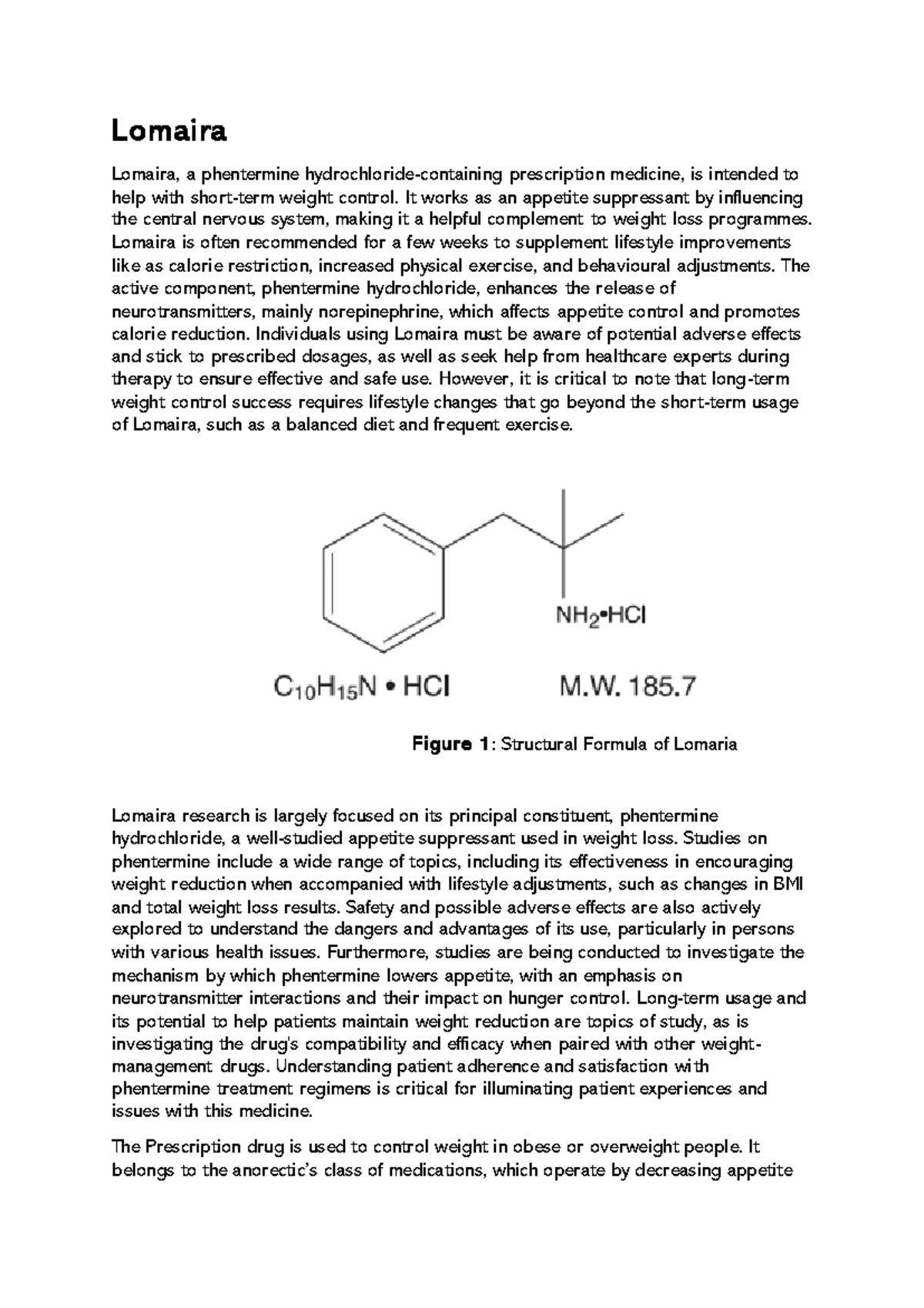 Lomaria - Lomaira Lomaira, a phentermine hydrochloride-containing ...