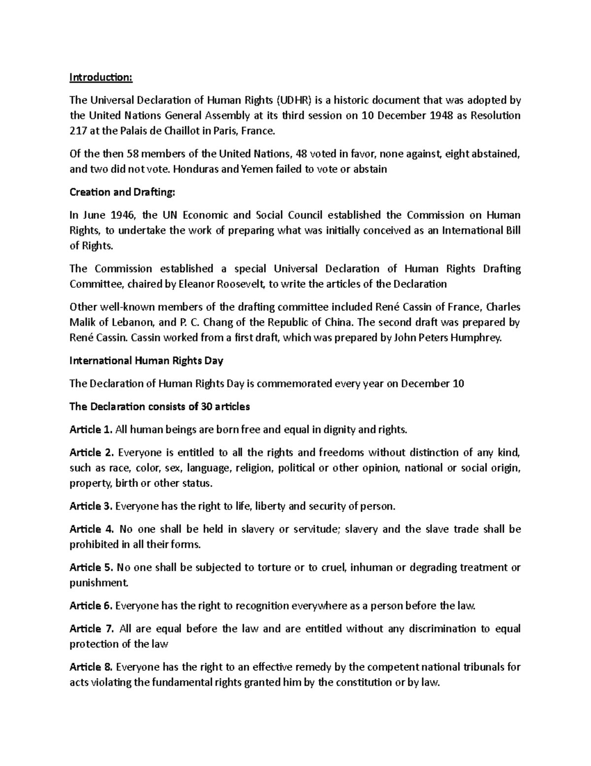 The Universal Declaration of Human Rights IL - Introduction: The ...