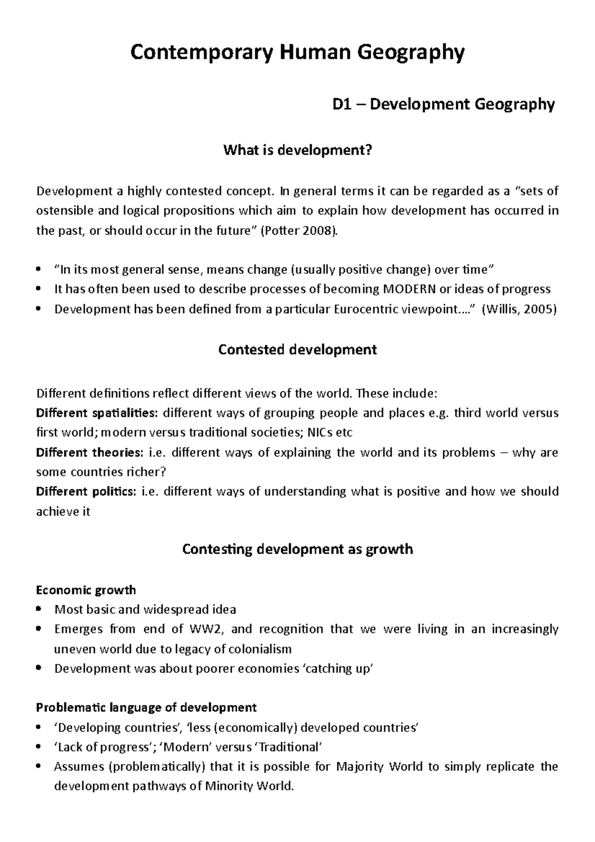 D1 – Development Geography - Contemporary Human Geography D1 ...