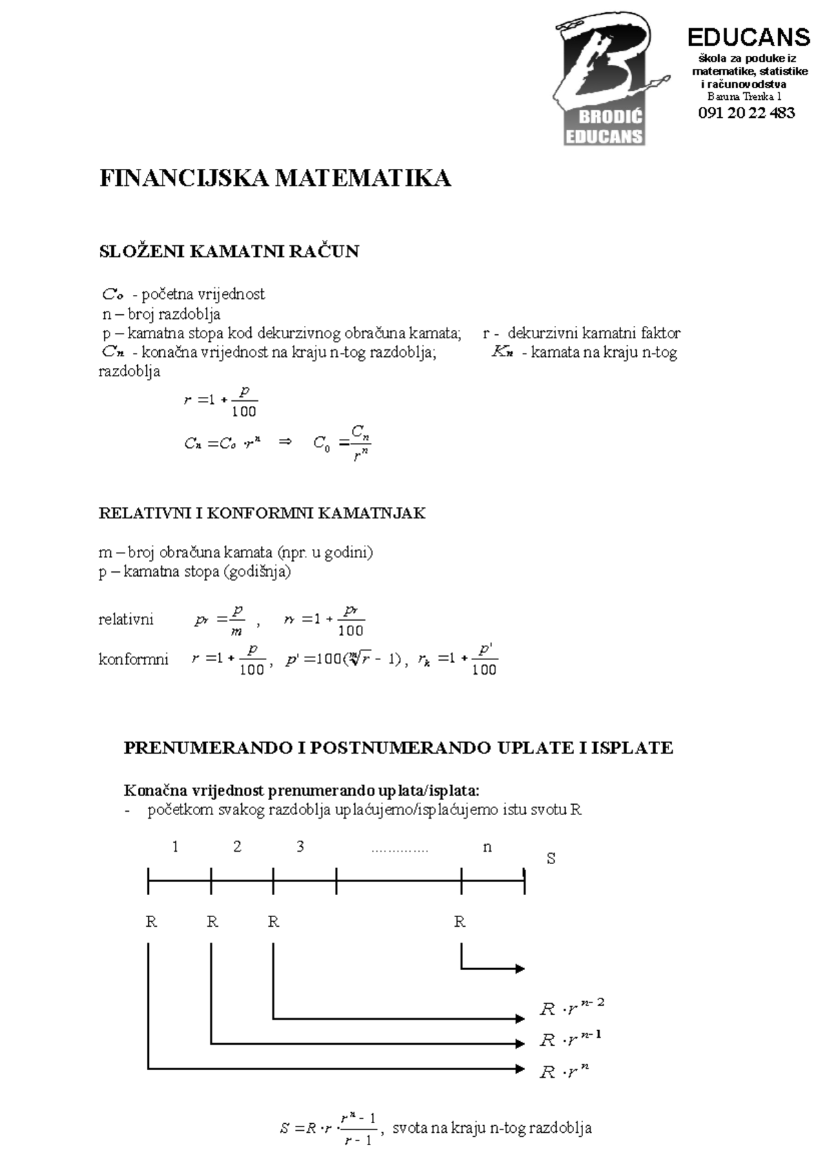 Formule, financ. mat., ispit 2020 - FINANCIJSKA MATEMATIKA SLOŽENI ...