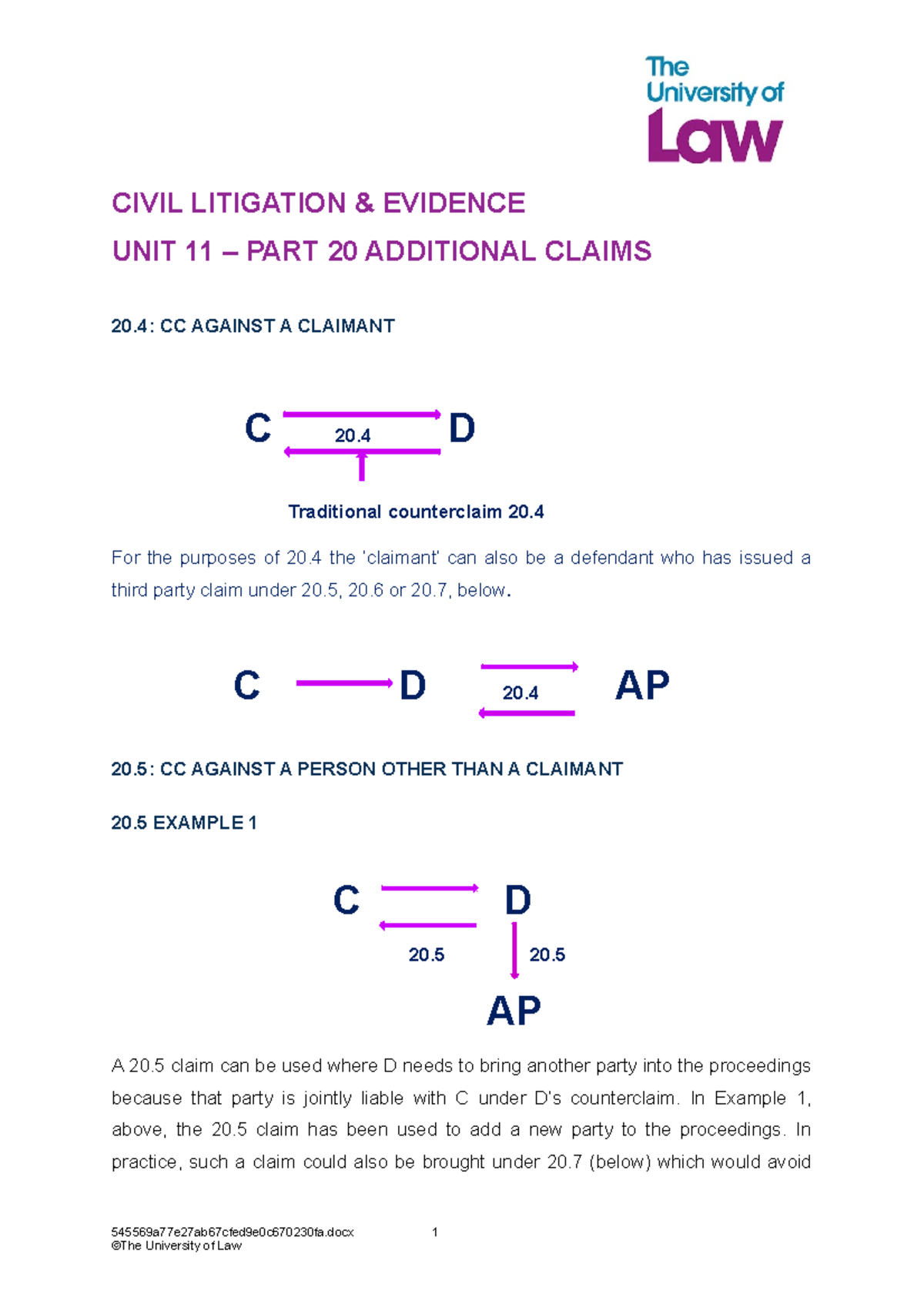 Part20 additional claims and flowchart - CIVIL LITIGATION & EVIDENCE ...