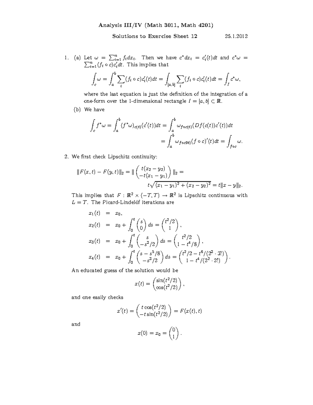 MATH3011 2011-2012 Assignment 12 - Solutions - Analysis III/IV (Math ...