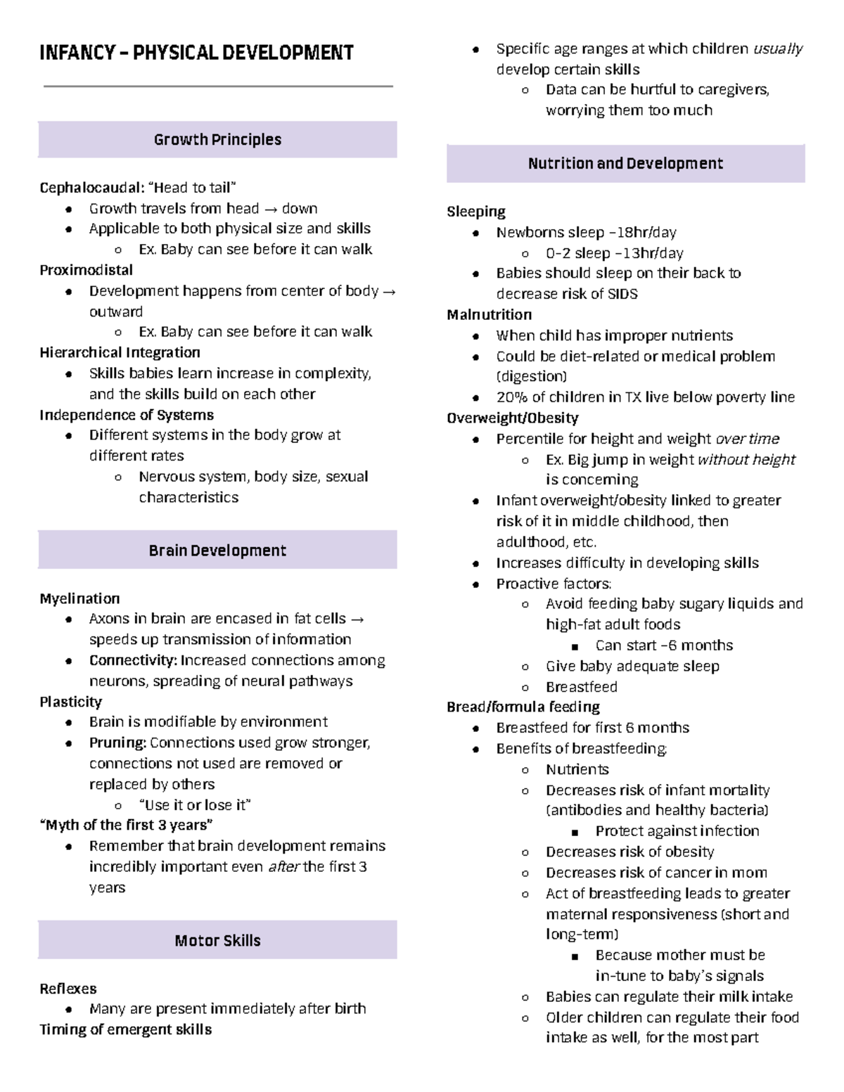 CLDP 3310 Notes 5 - Infancy Physical Development - INFANCY - PHYSICAL ...