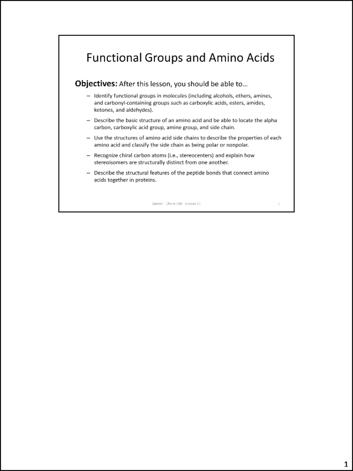 L11 - Functional Groups and Amino Acids (Notes) - In this lesson we ...