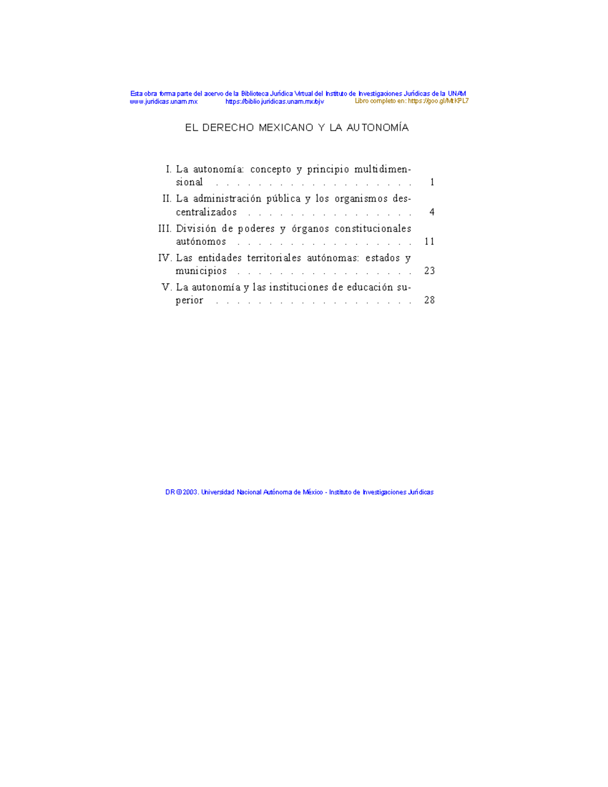 3 - derecho - EL DERECHO MEXICANO Y LA AUTONOMÍA I. La autonomía ...