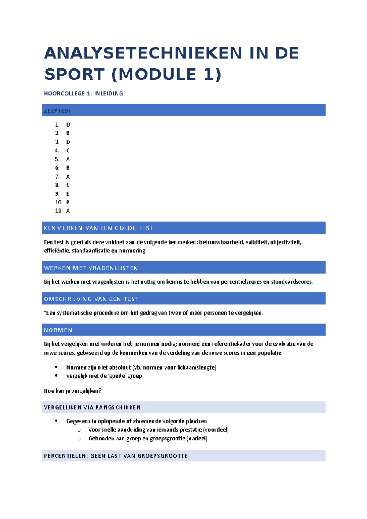 Analysetechnieken in de sport - Hoorcollege 1 - ANALYSETECHNIEKEN IN DE ...