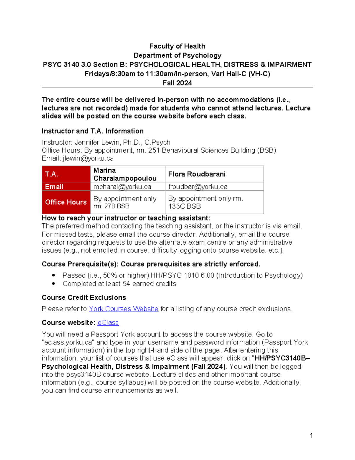 PSYC3140B CO Fall 2024 jlewin Fridays - Faculty of Health Department of ...