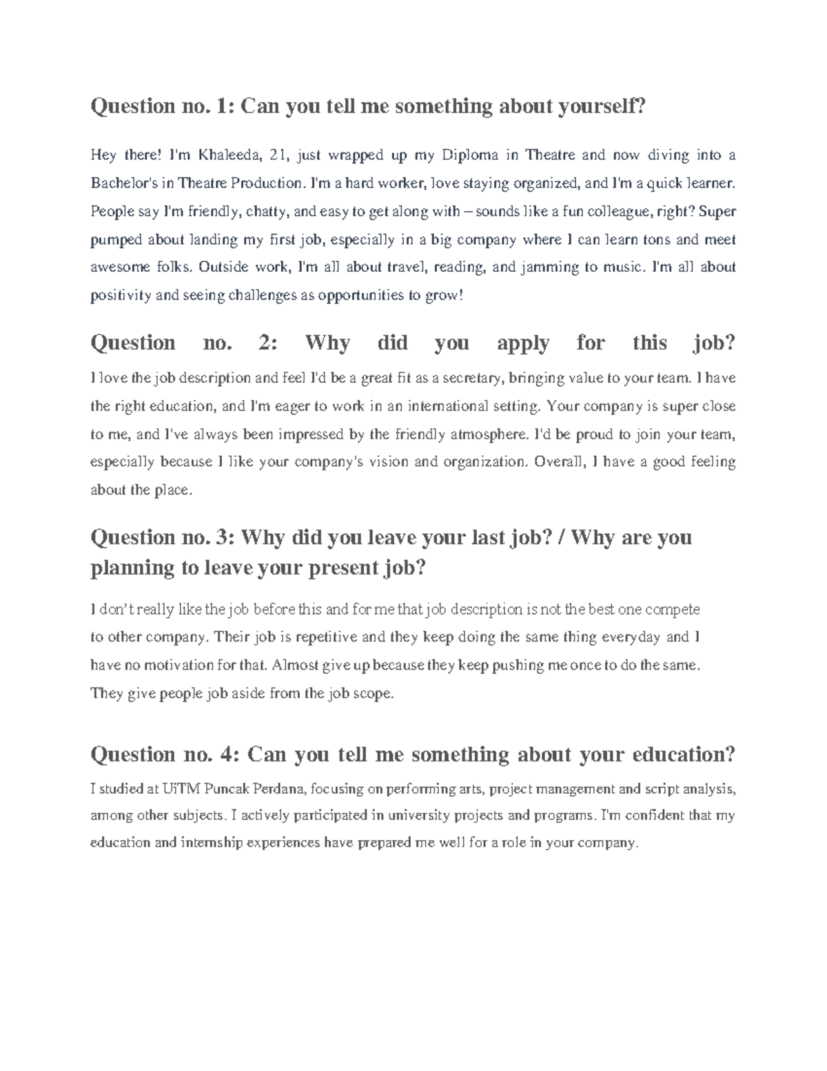 ELC Interview - practice - Question no. 1: Can you tell me something ...