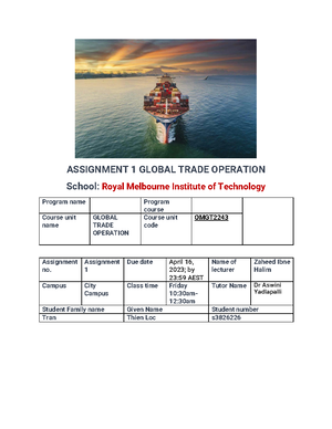 A1 OMGT2321 - Global Trade Operations - Assignment 1 - RMIT ...