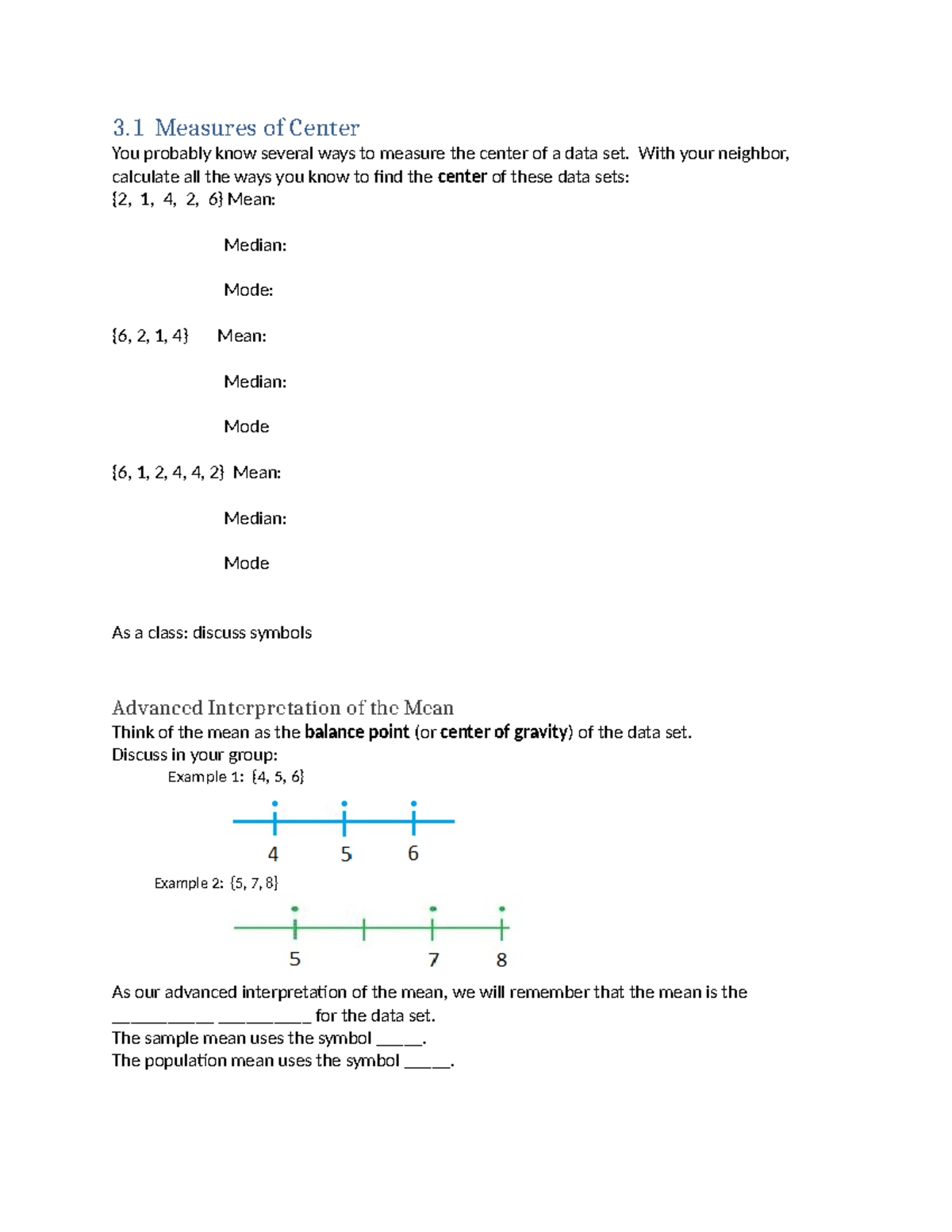 3 1 Lecture Notes Accessible - 3 Measures of Center You probably know ...