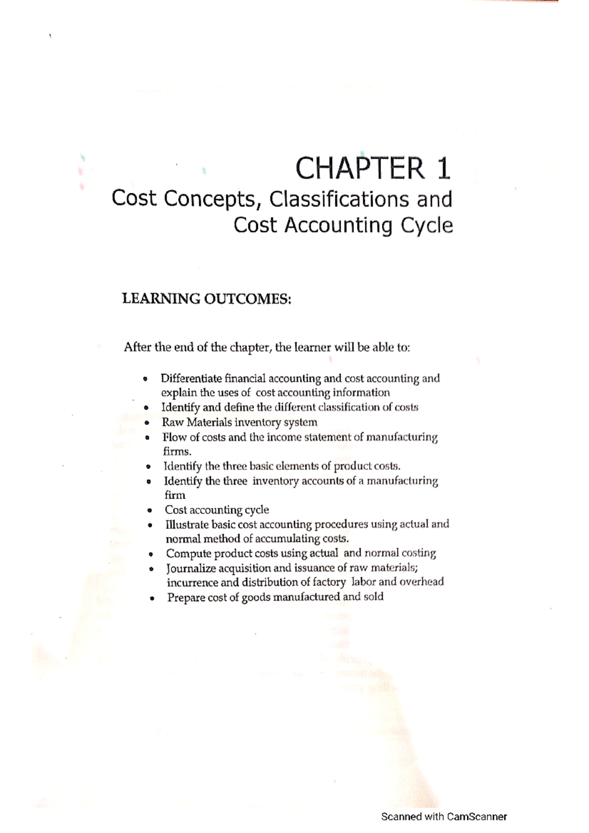 Chapter 1 CAC - Lecture notes 1 - Cost Accounting - Studocu