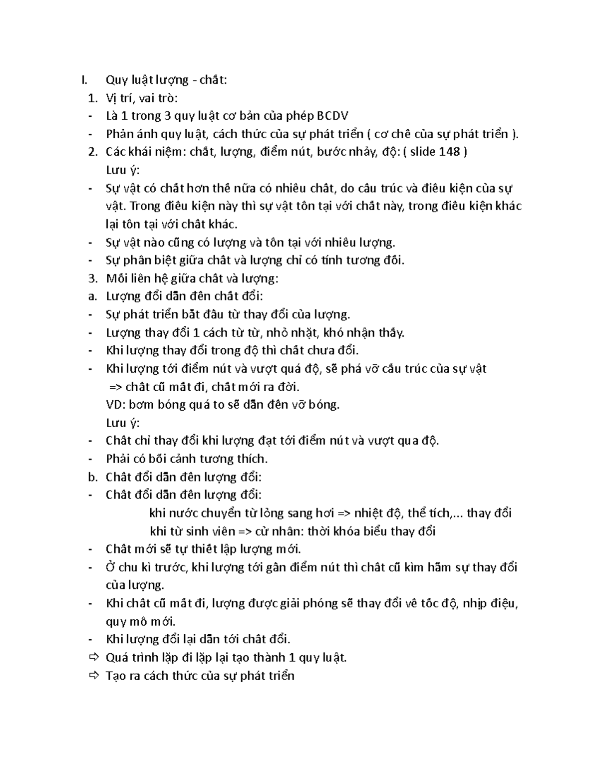 Quy luật lượng chất - I. Quy lu t lậ ượng - chấất: 1. V trí, vai trò:ị - Là 1 trong 3 quy lu t ...