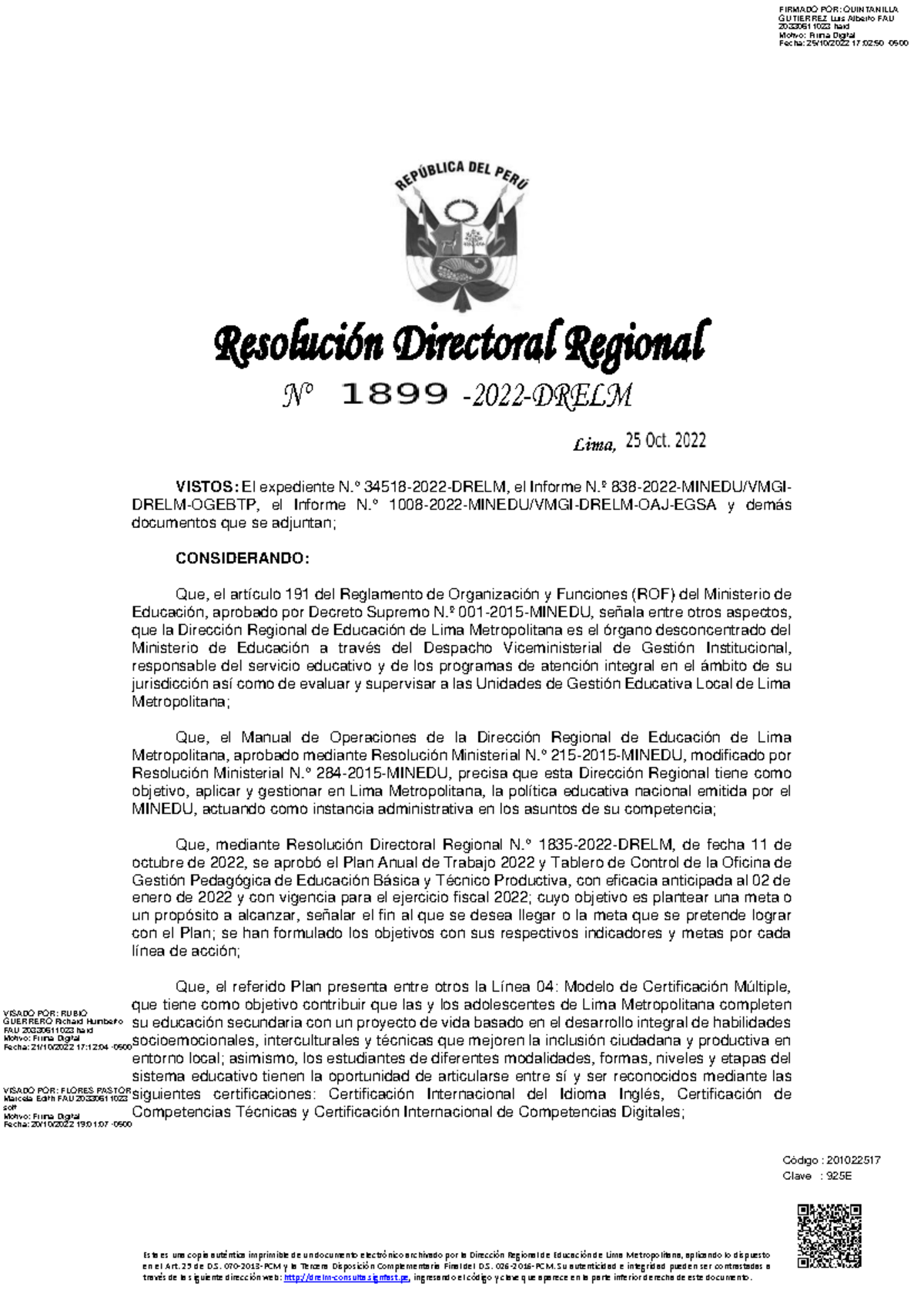 RDR N° 1899 2022 Conformar Equipo Tecnico Metropolitano del Modelo de ...