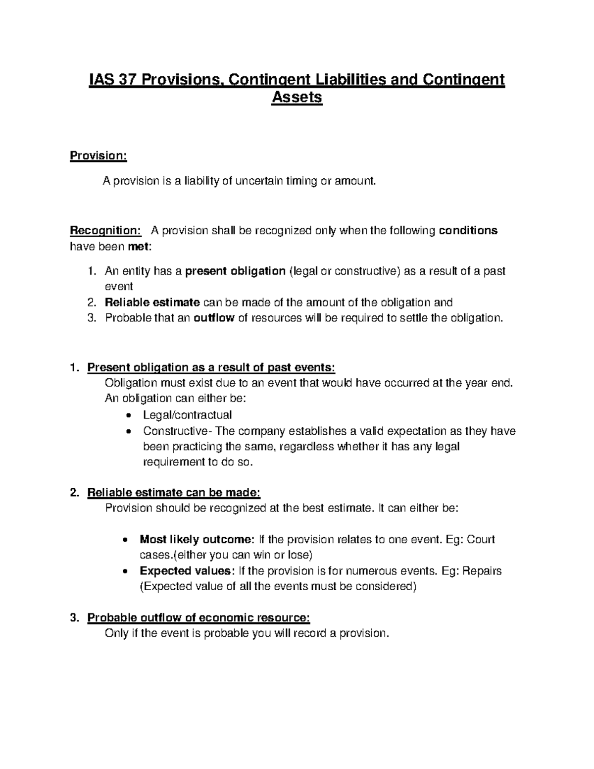 IAS 37 Provisions, Contigent Liabilities and Contigent Assets - IAS 37 ...