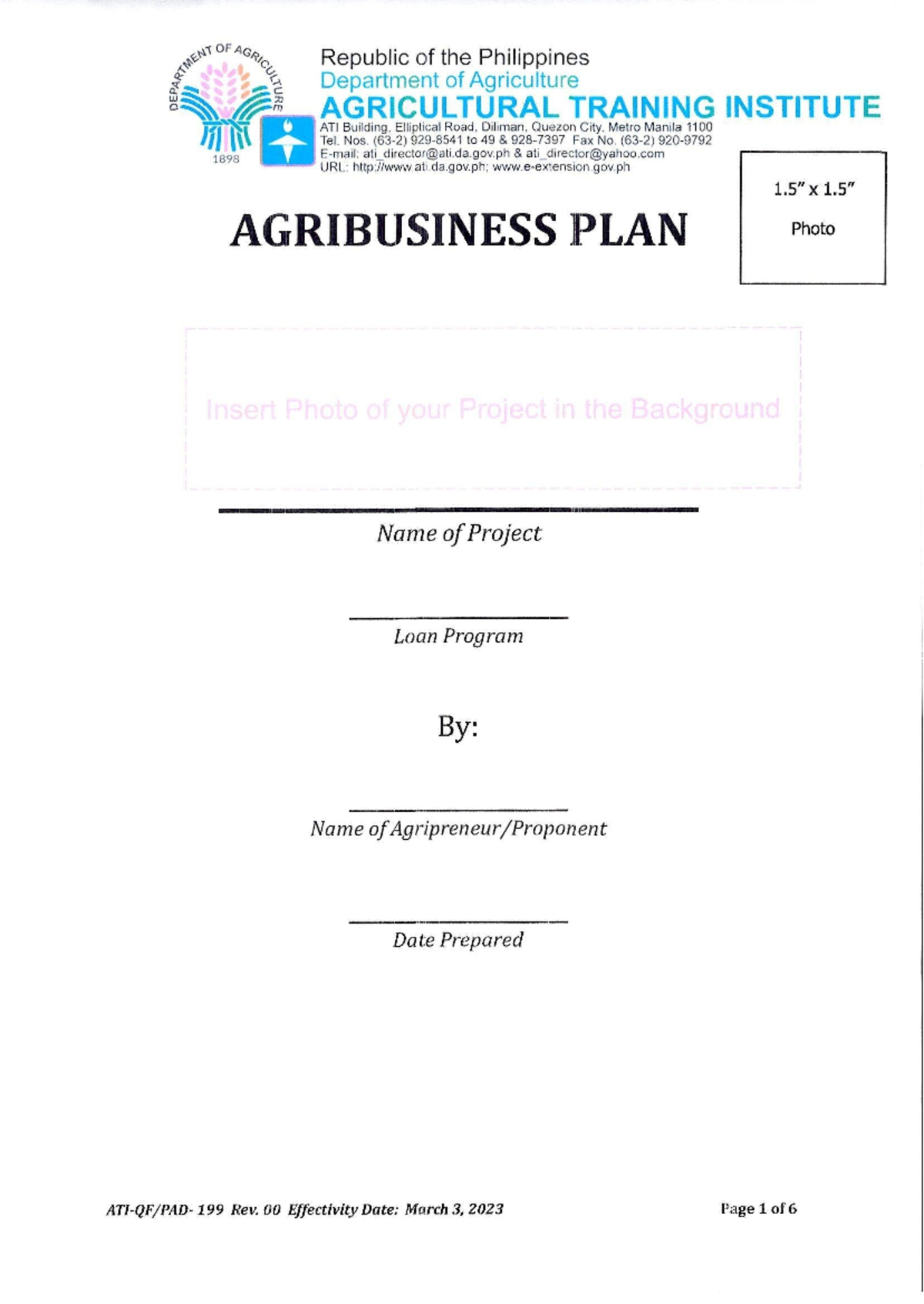 Agribusines-Plan- Fyfipt - OF Republic of the Philippines Department of ...