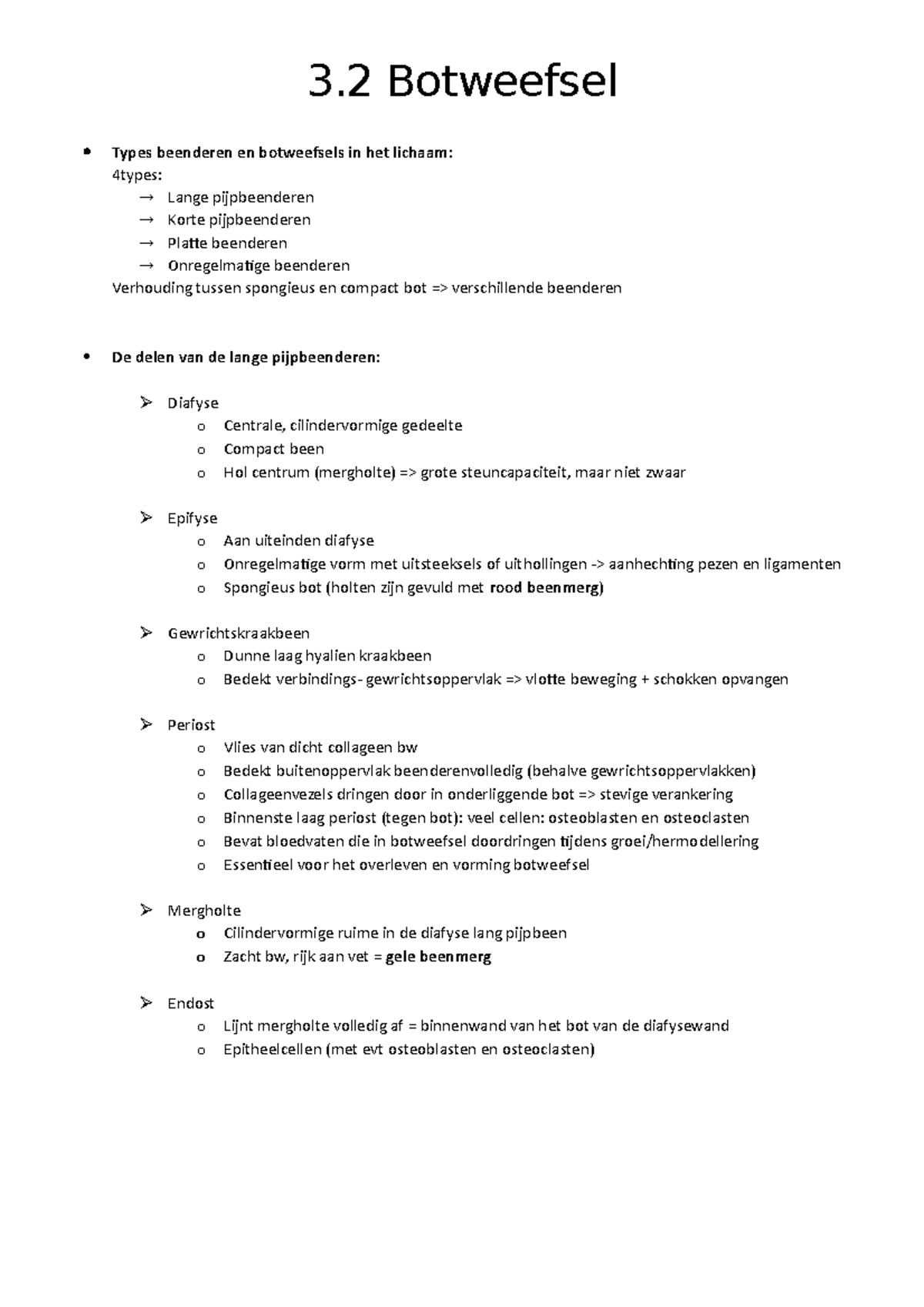 Samenvatting botweefsel - 3 Botweefsel Types beenderen en botweefsels ...