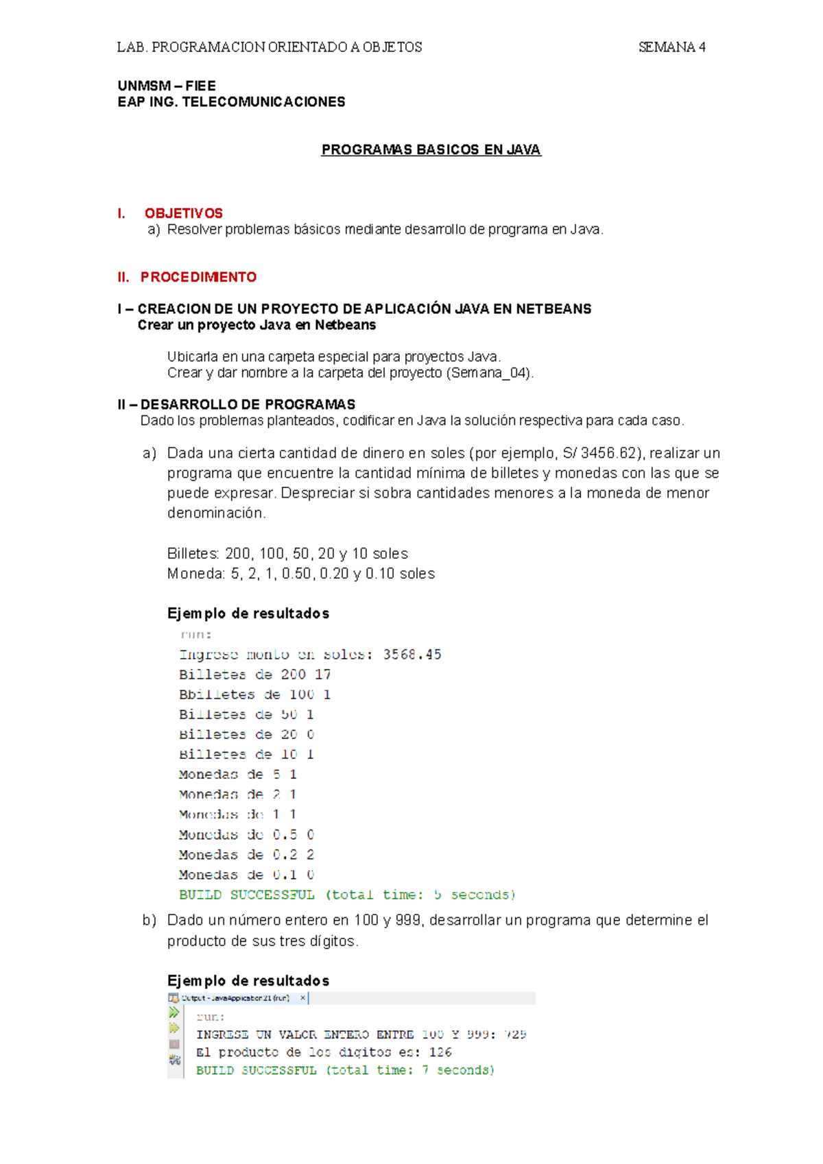 LAB. 04 - Programas básicos en Java Programas básicos en Java ...
