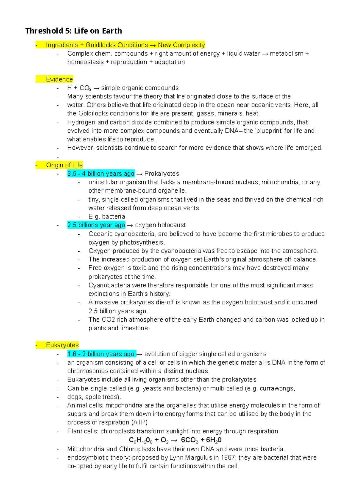 Threshold 5 - Tutor: Jessica Leck - Threshold 5: Life on Earth Ingredients + Goldilocks ...