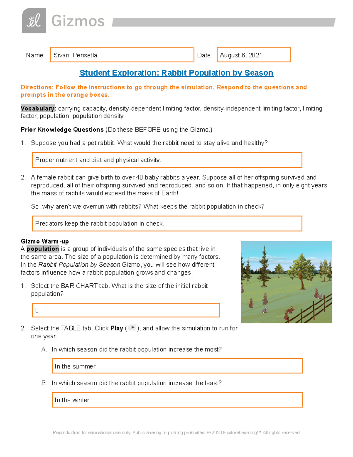 Sivani Perisetla - Gizmos Rabbit Population Season SE - Name: Sivani ...