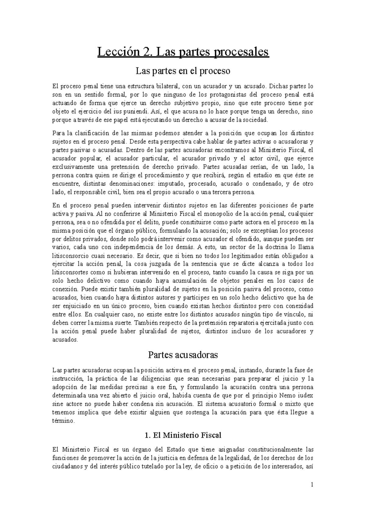 Tema 2. Las partes del proceso. - Lección 2. Las partes procesales Las ...