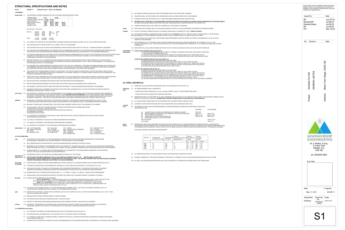 GFH structural specs 2012 M-11 Dec 10 12 - STRUCTURAL SPECIFICATIONS ...