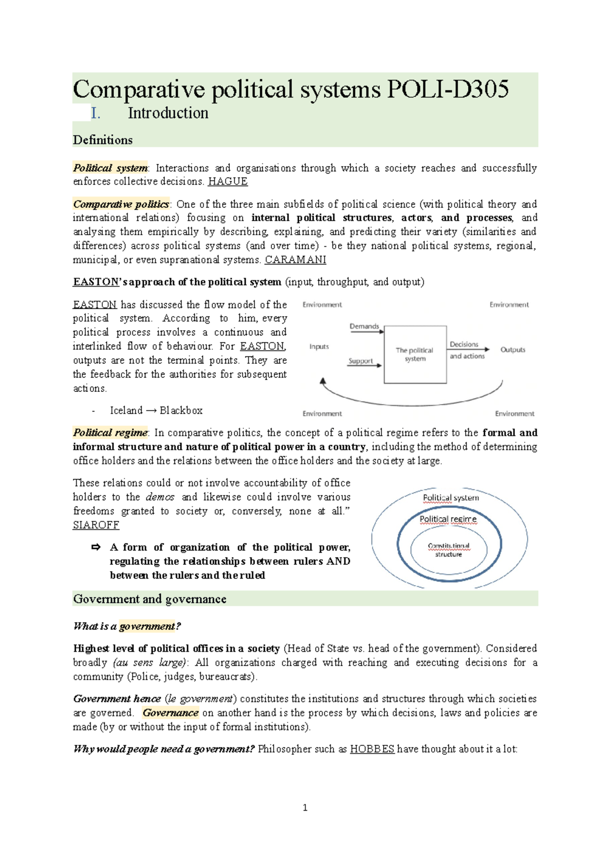 Comparative political systems POLI-D305 - Introduction Definitions ...