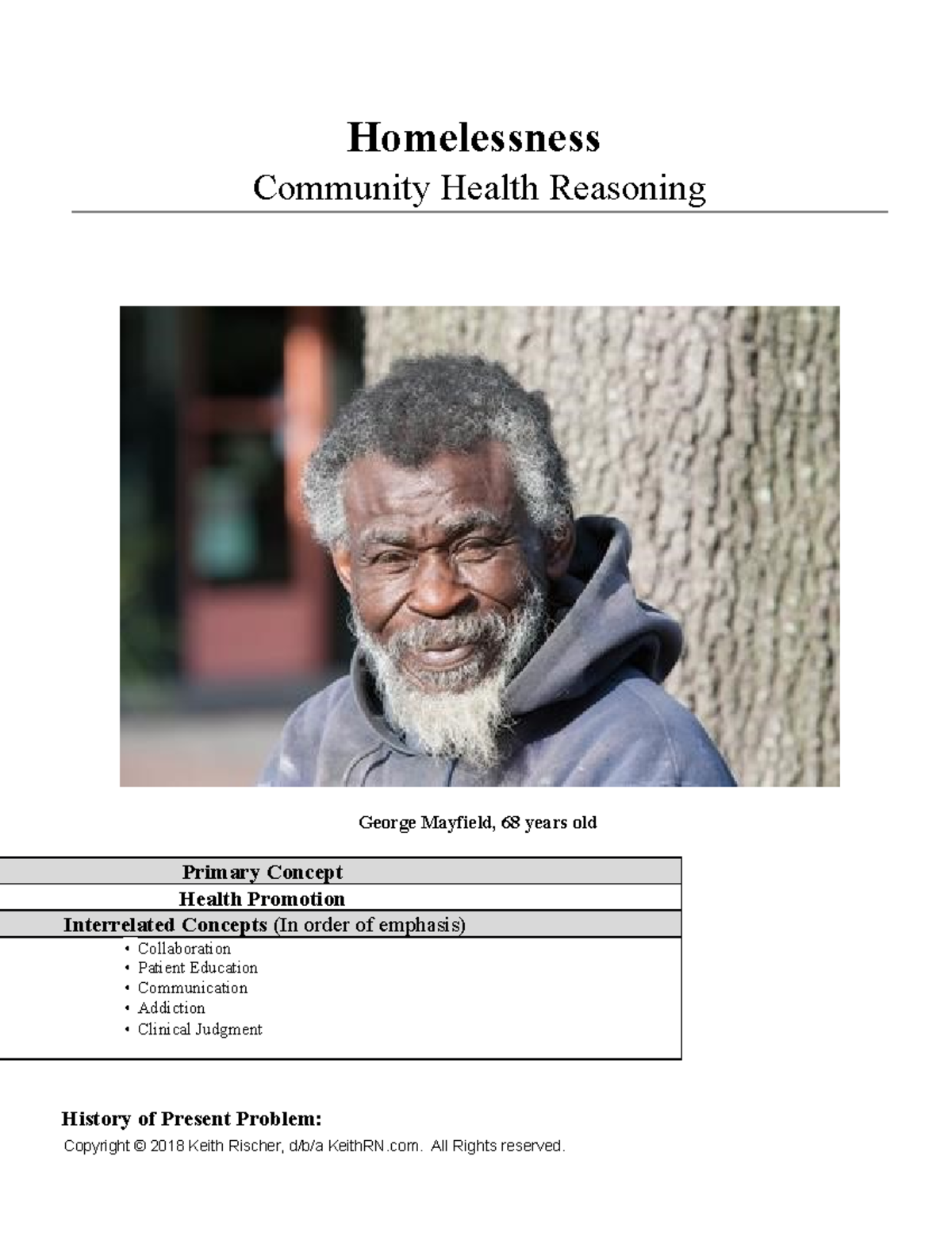 RNSG 2361 community clinical homelessness case study - Homelessness ...