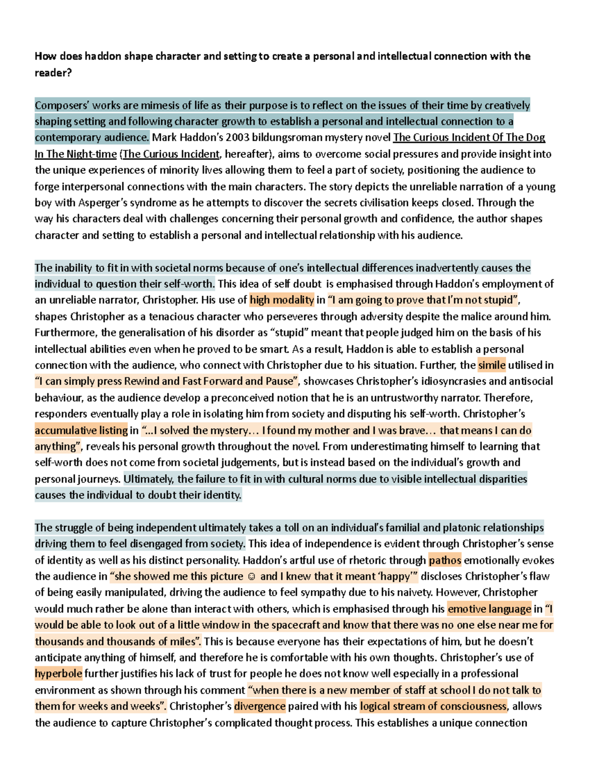 Mod B - Google Docs - mod b essay on the novel 'the curious incident of ...