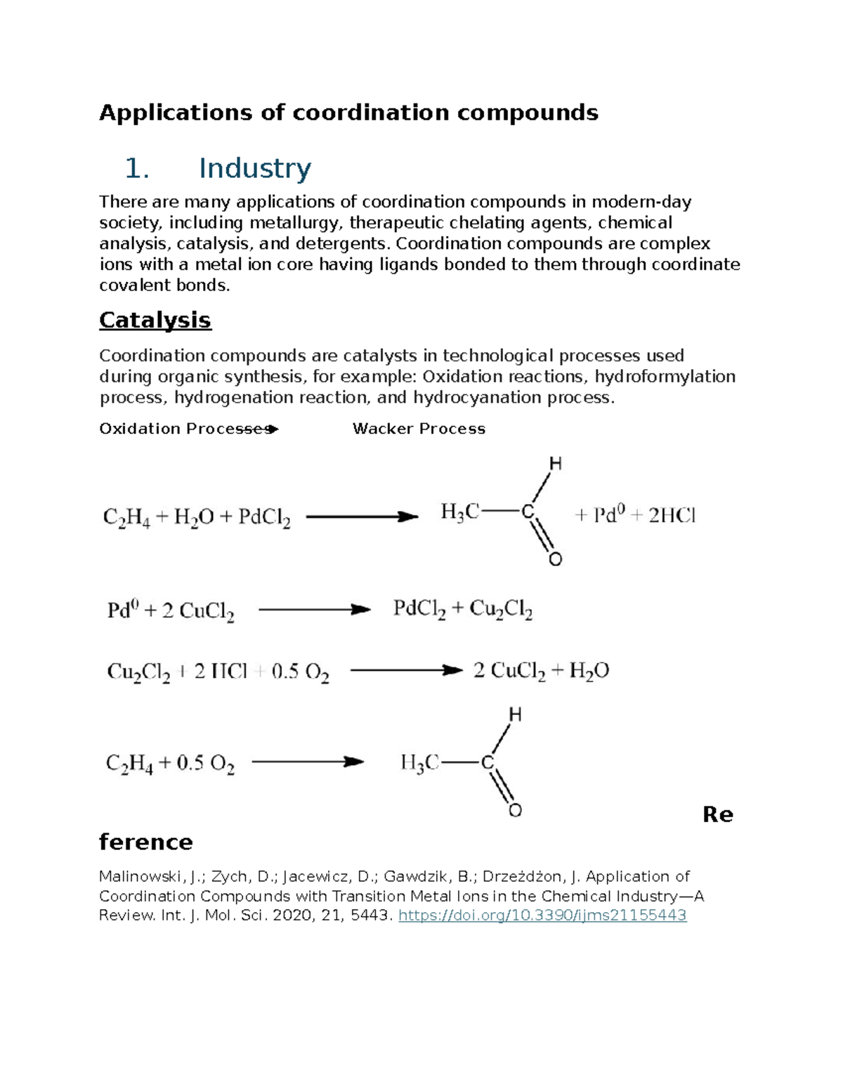 Applications of coordination compounds - Industry There are many ...