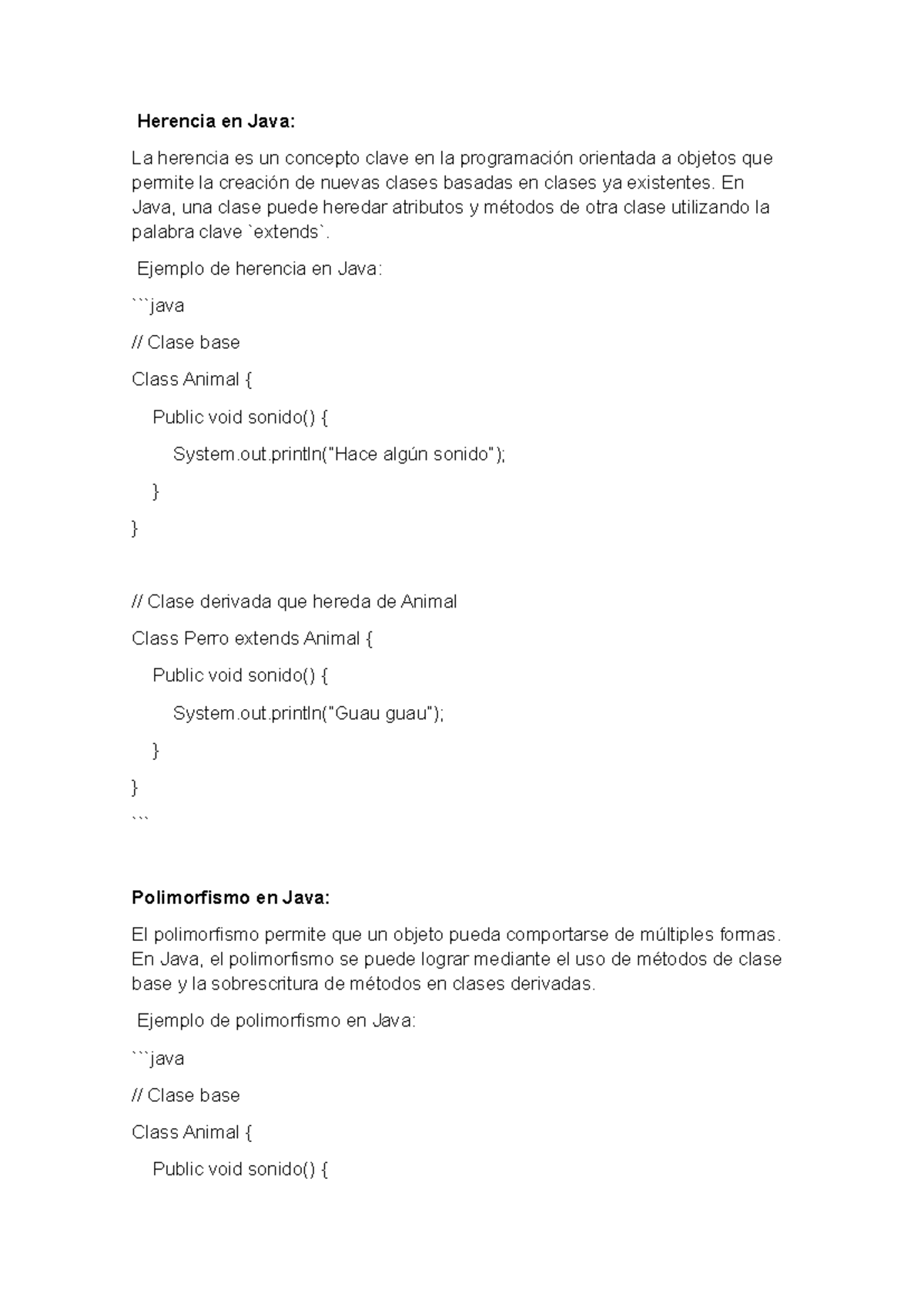 Herencia Y Polimorfismo JAVA - Herencia en Java: La herencia es un concepto clave en la ...
