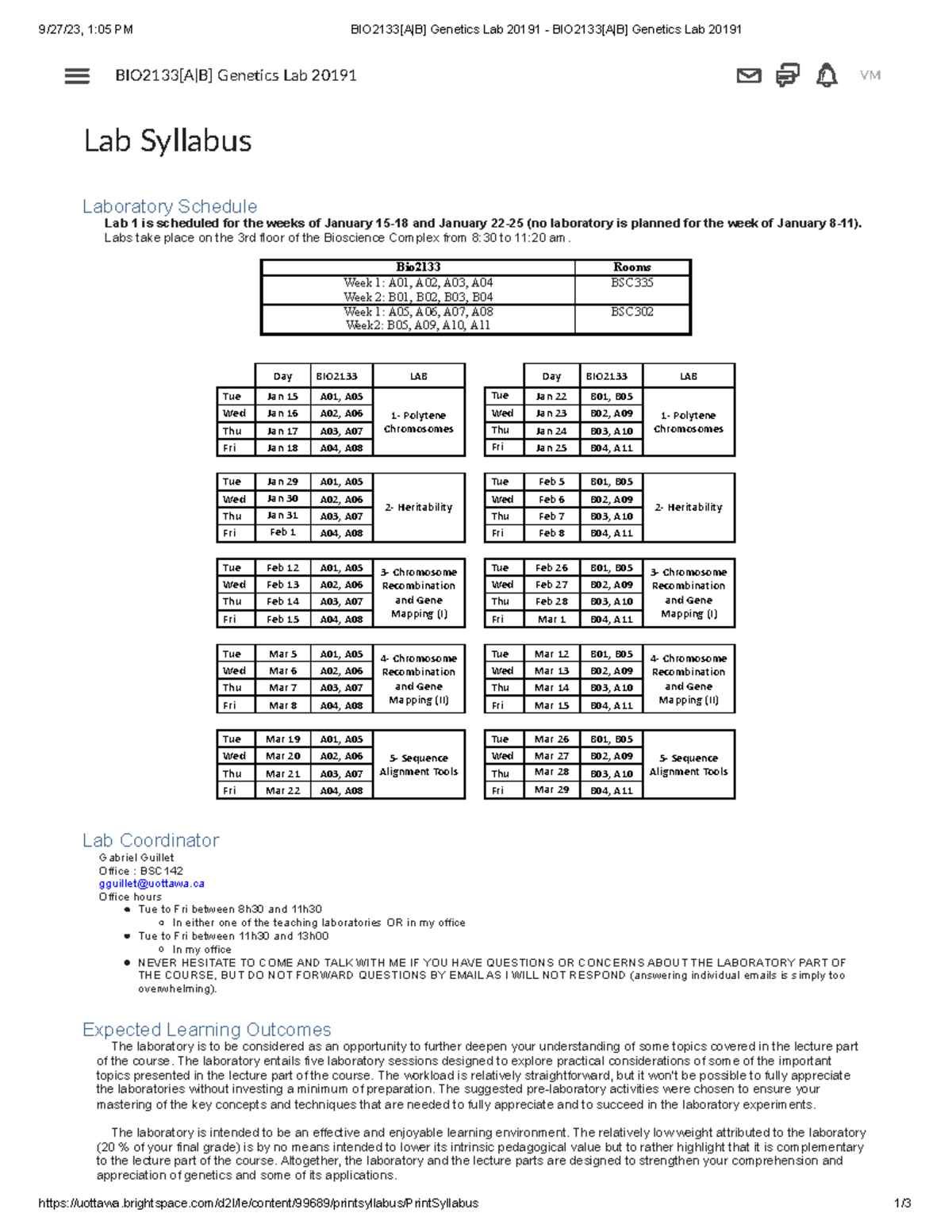 BIO2133 [A B] Genetics Lab 2019 1 - BIO2133 [A B] Genetics Lab 2019 1 ...