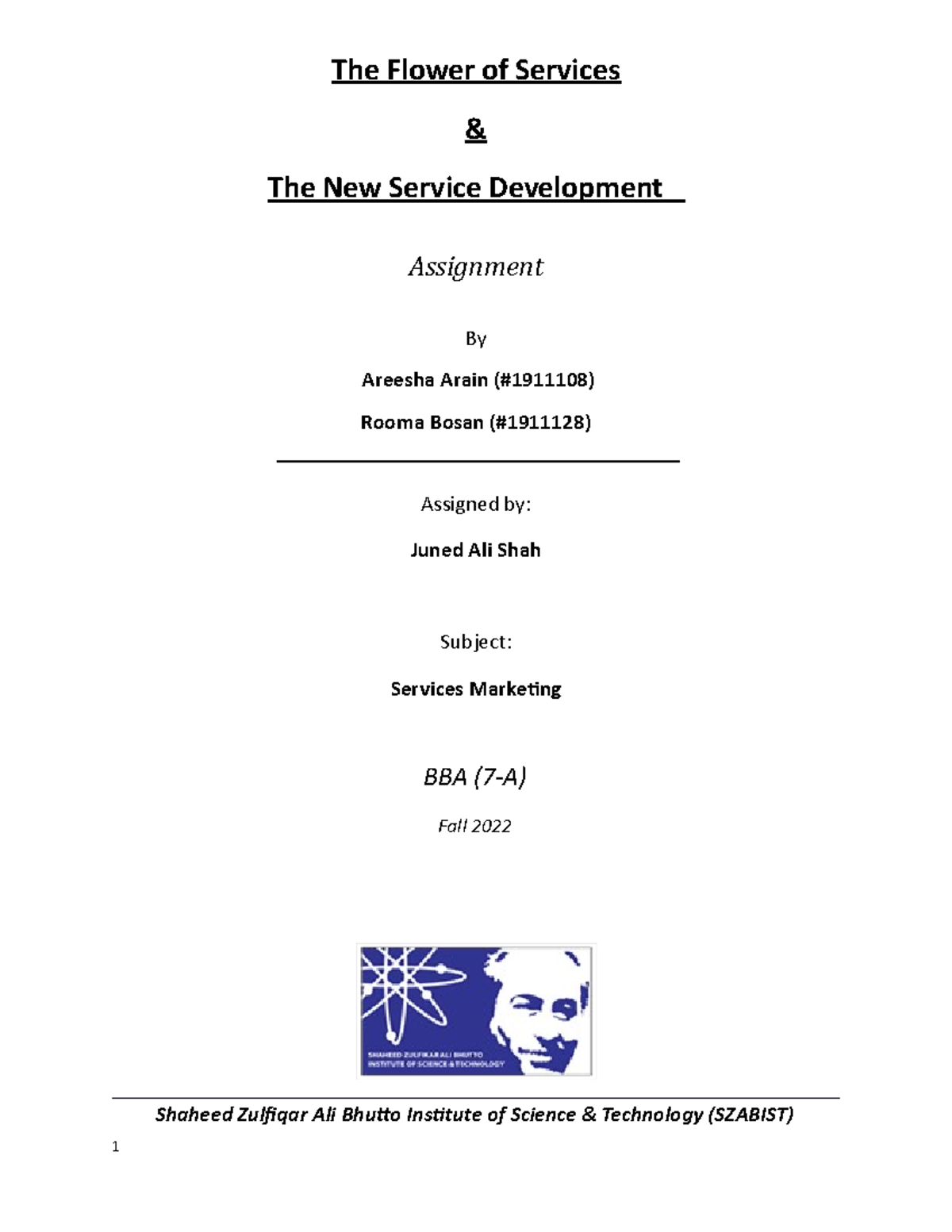 Flower of Services assignment - The Flower of Services & The New ...