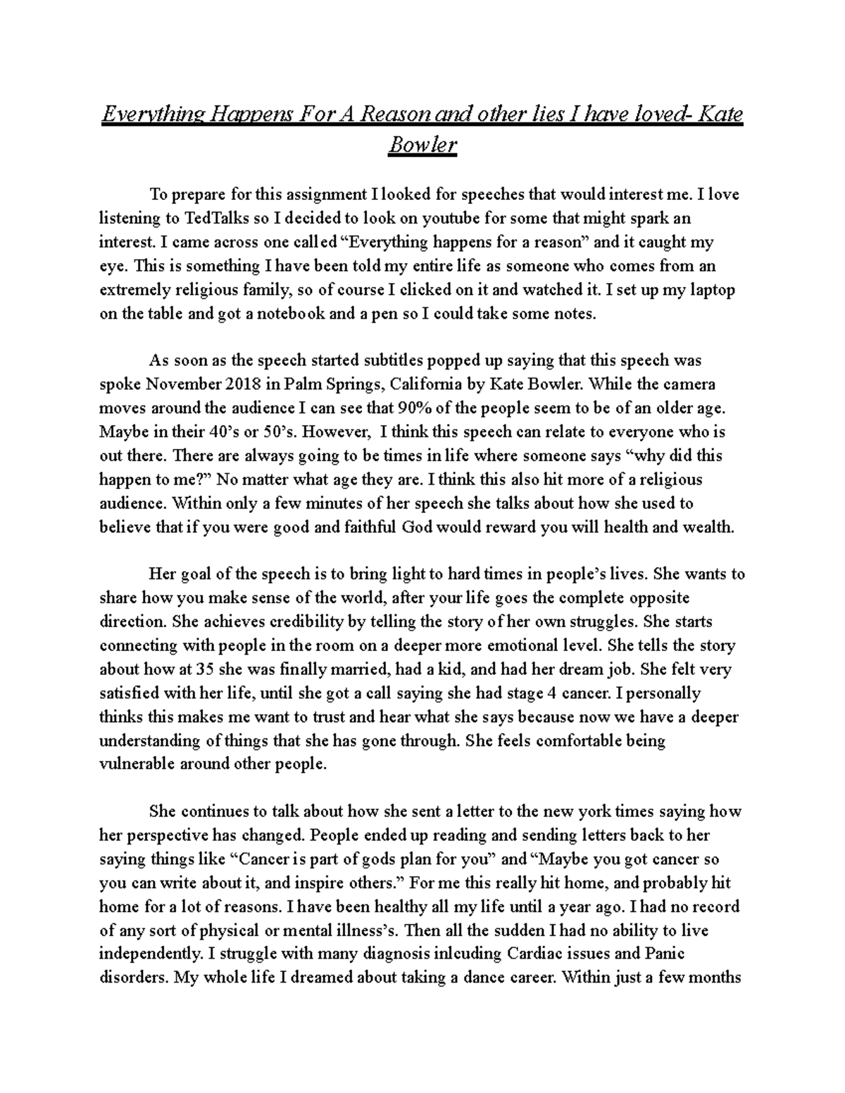 Speech - Everything Happens For A Reason and other lies I have loved ...