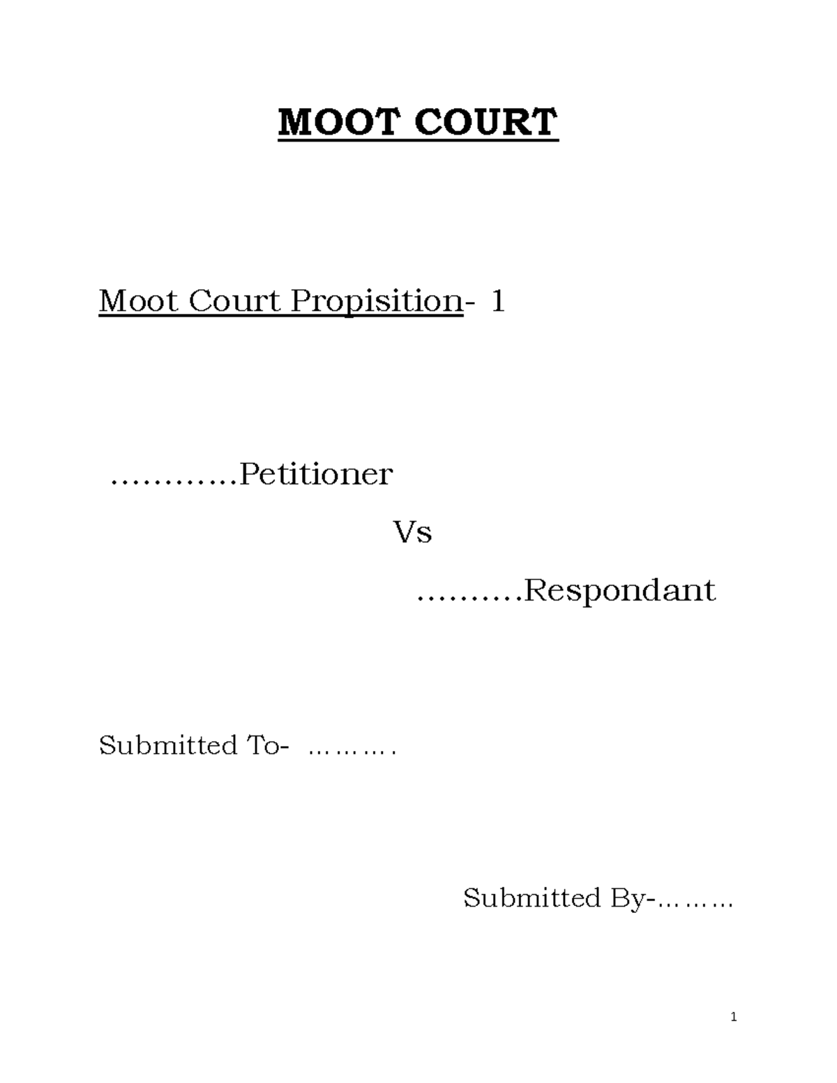 Moot Court Problems Solutions For Baraktulaah University - Family Law-1 ...