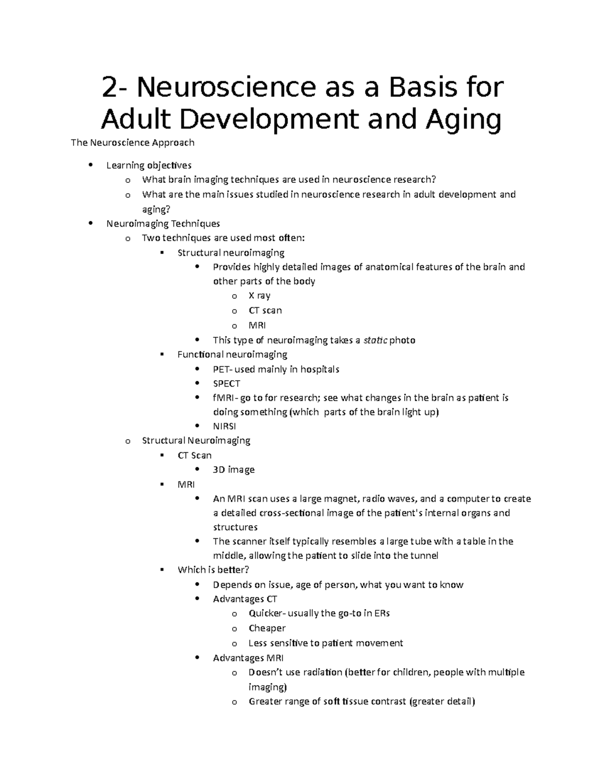Chapter 2 - Lecture notes 2 - Neuroscience as a Basis for Adult ...