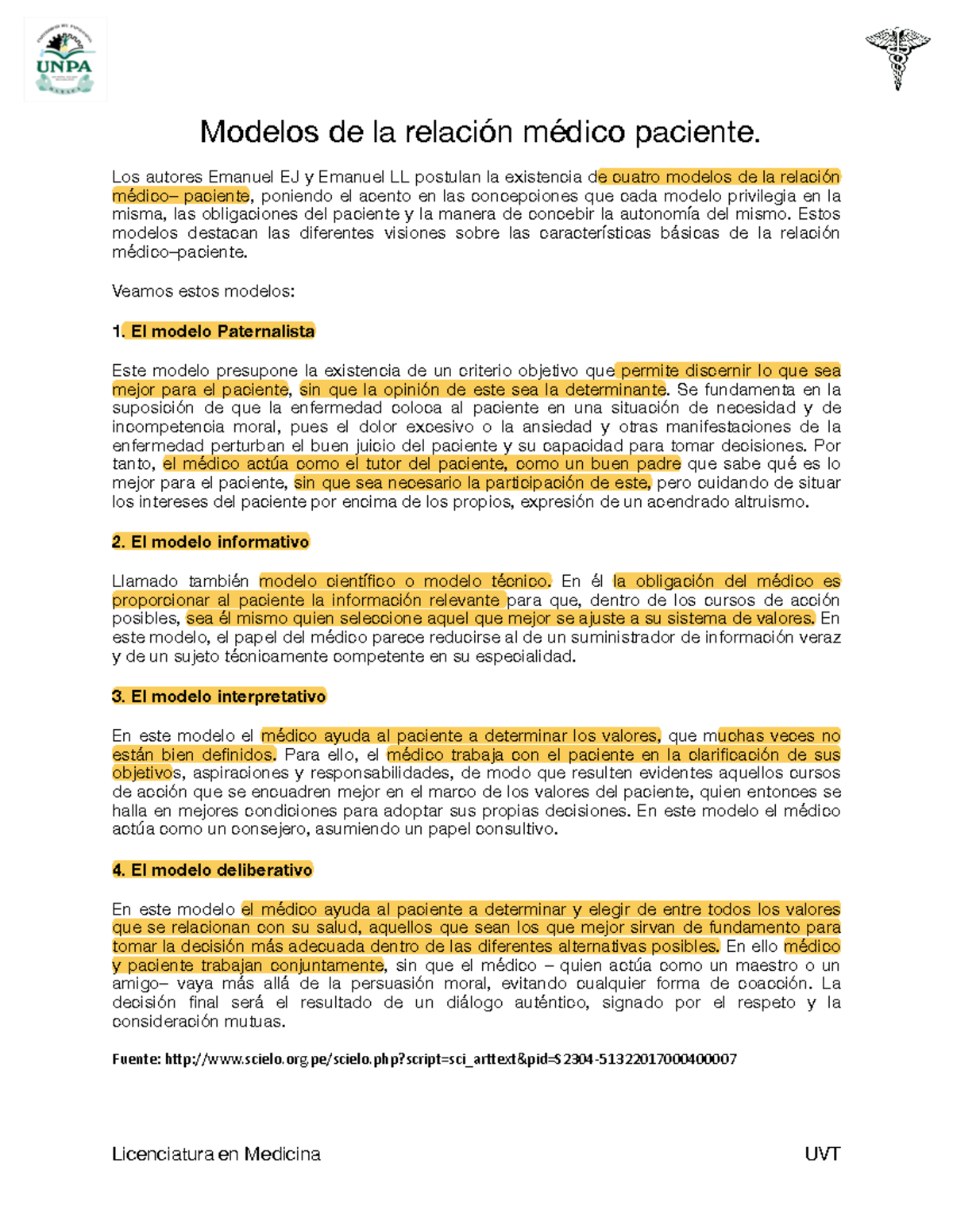 Modelos Medico-Paciente - Modelos de la relación médico paciente. Los ...