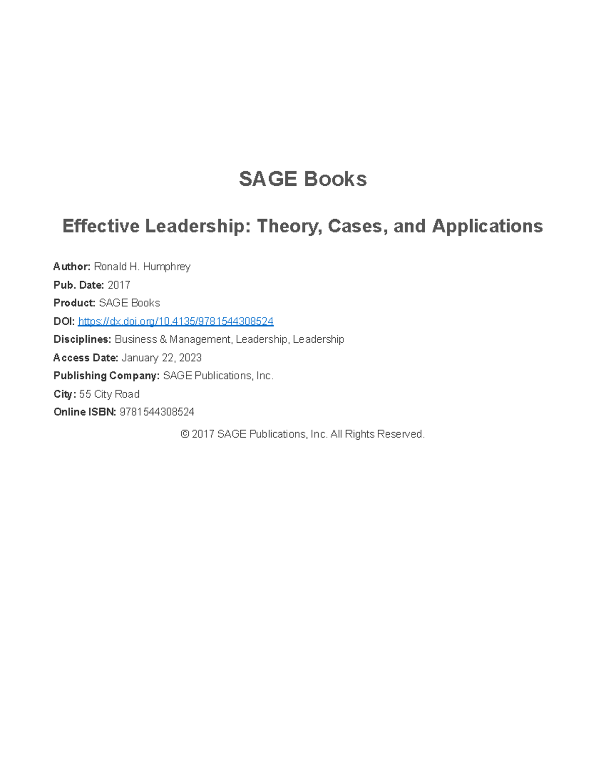 H Qk LAE effective leadership theory cases and applications - SAGE ...
