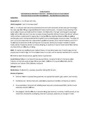 Sample SOAP Note: focused assessment - Sample SOAP Note S: V. 43 y/o ...