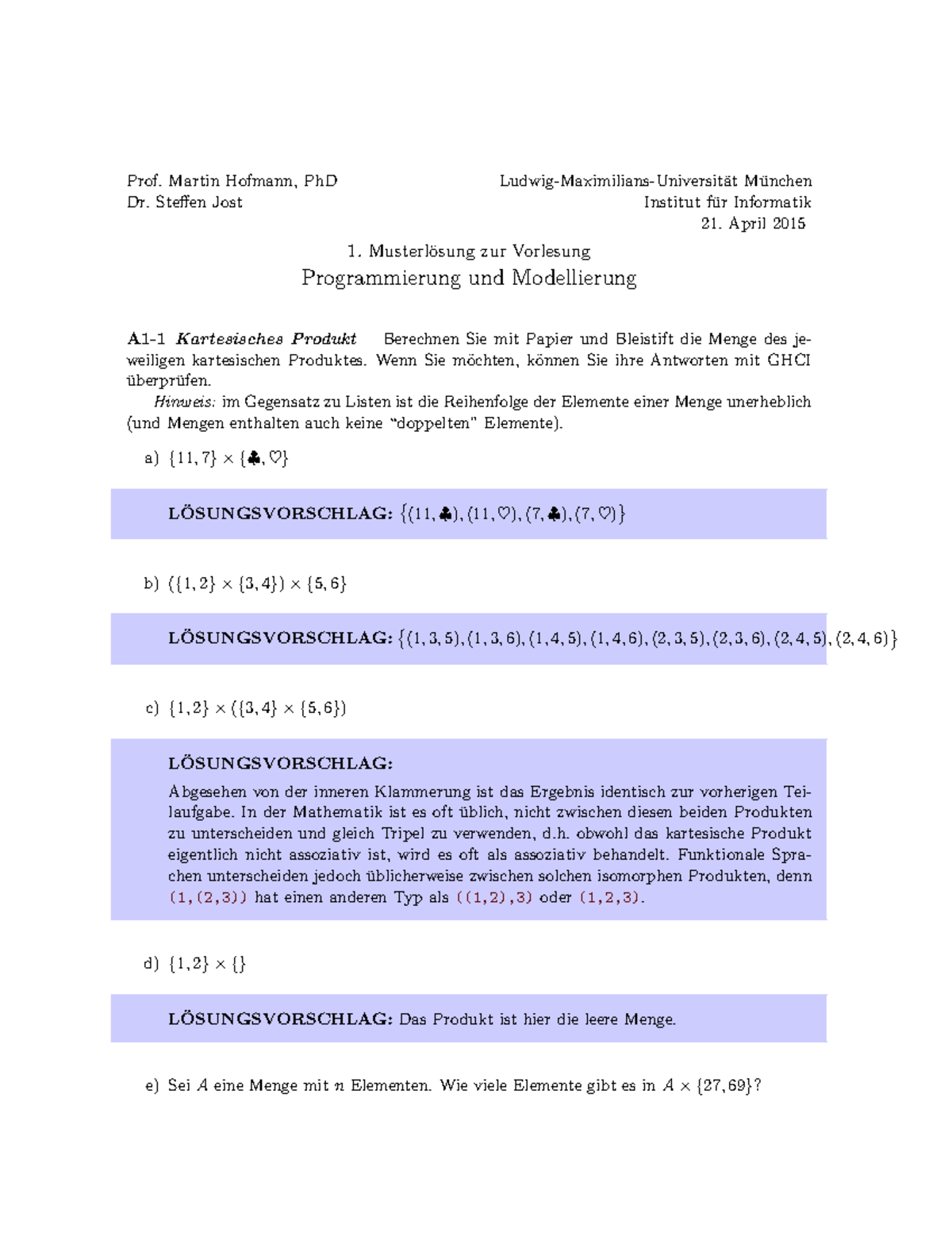Übungen - Promo Übungsblatt/lösungen 1, Programmierung Und Modellierung ...